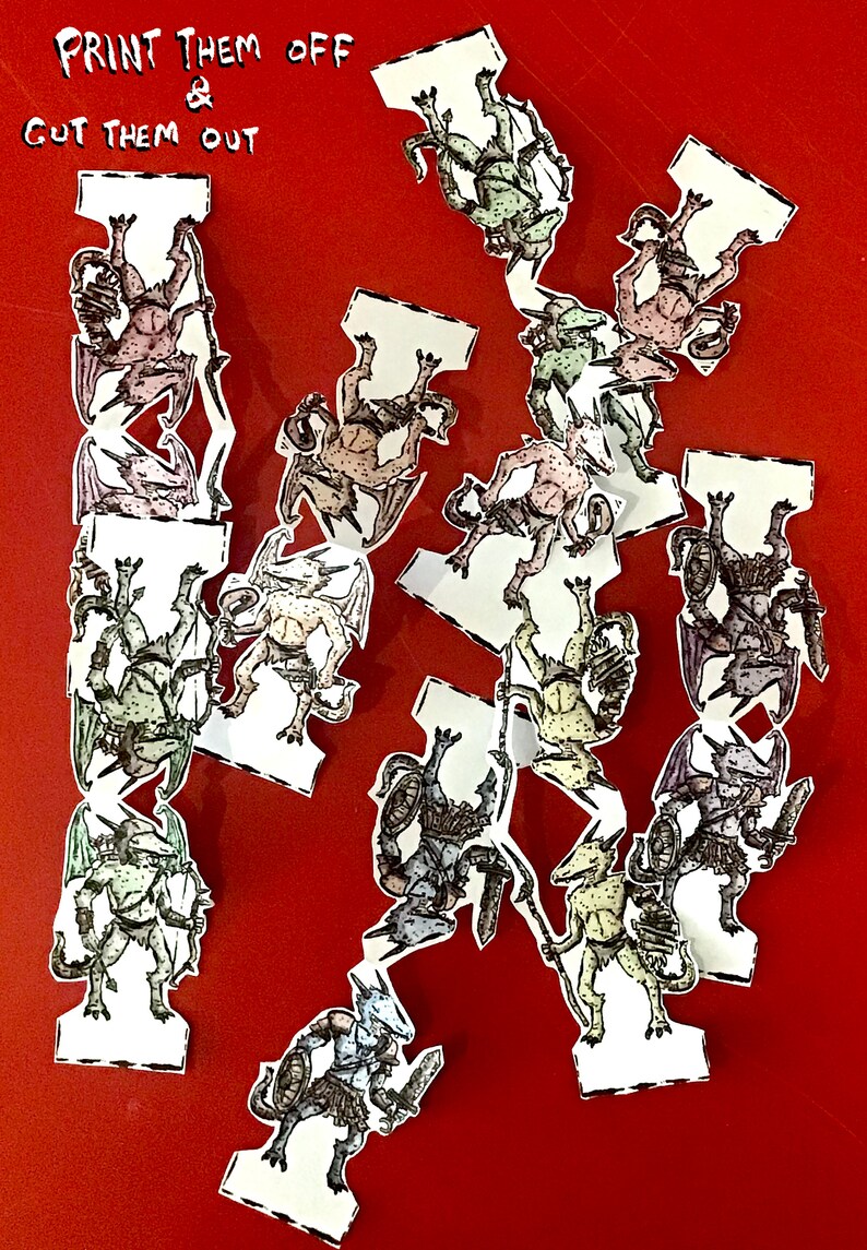 Printable Illustrated Mini Figures Kobold Pack D&D Paper - Etsy