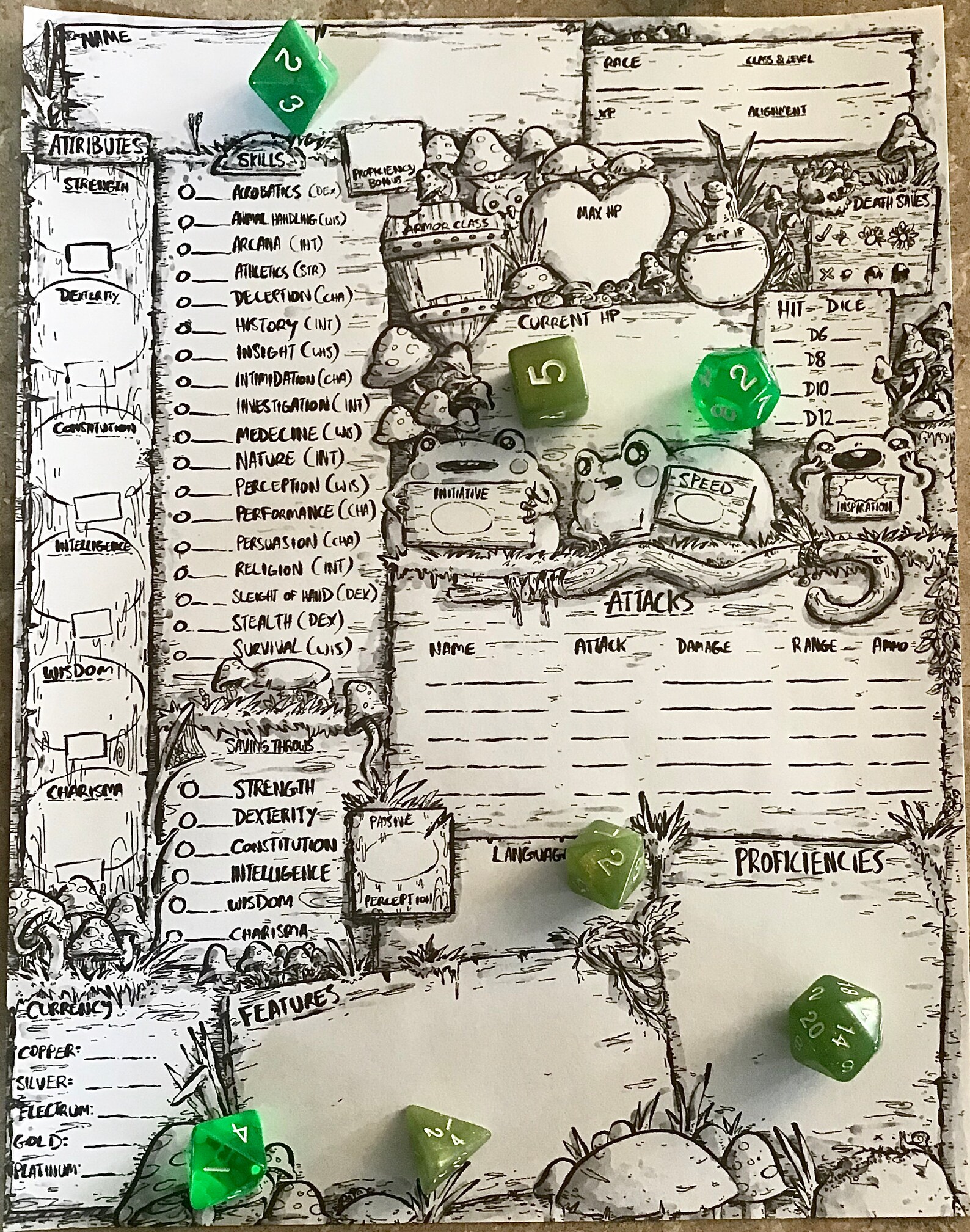 Nature Illustrated Dnd Character Sheet - Printable 5e Character Sheets ...
