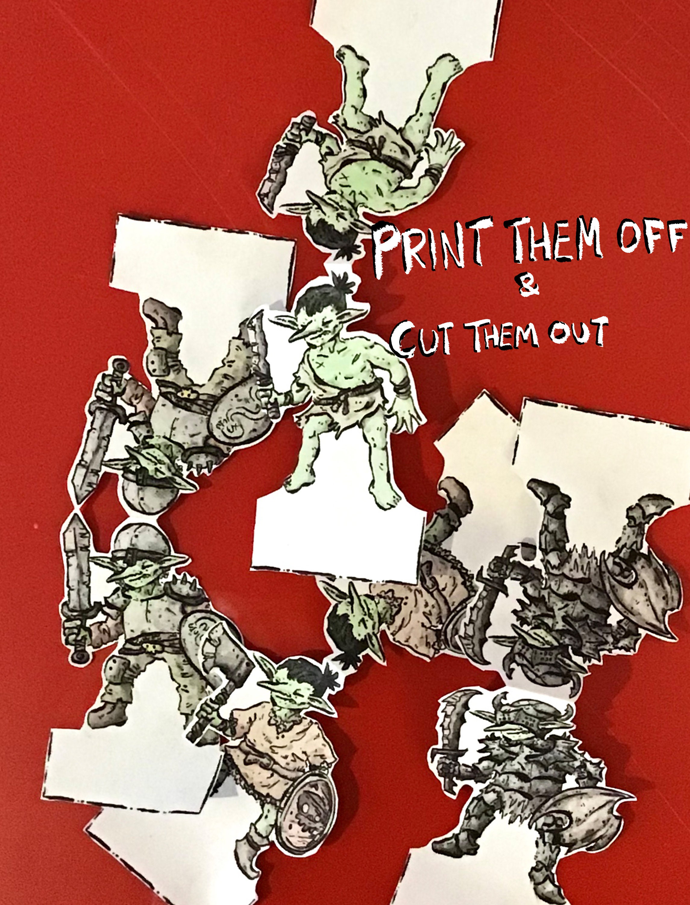Printable Illustrated Mini Figures Goblin Pack D&D Paper - Etsy