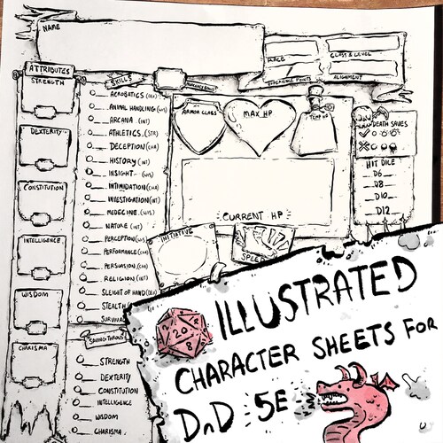 D&D Dyslexia Character Sheets Form Fillable Printable PDF - Etsy Hong Kong