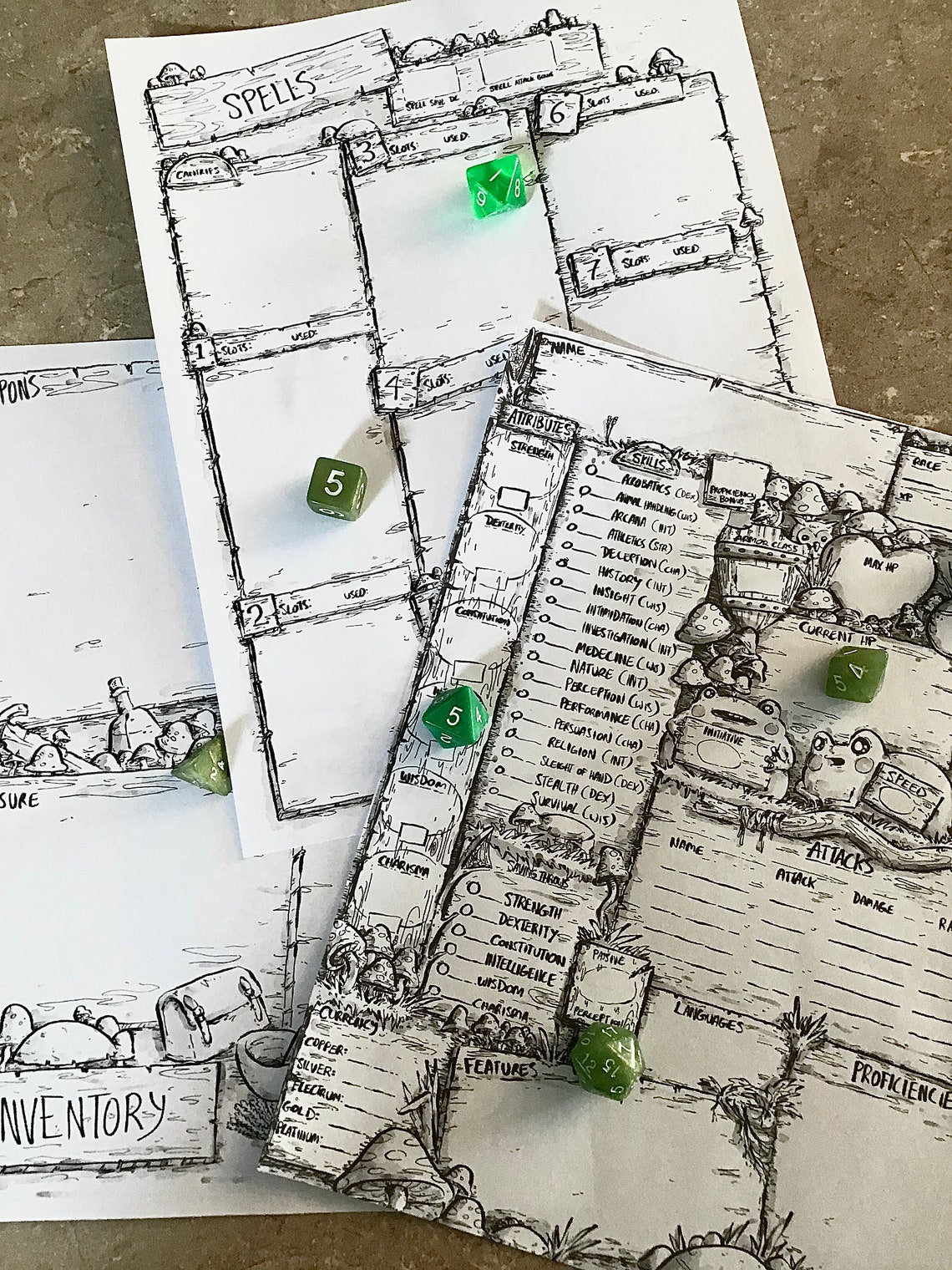 Nature Illustrated Dnd Character Sheet Printable 5e - Etsy