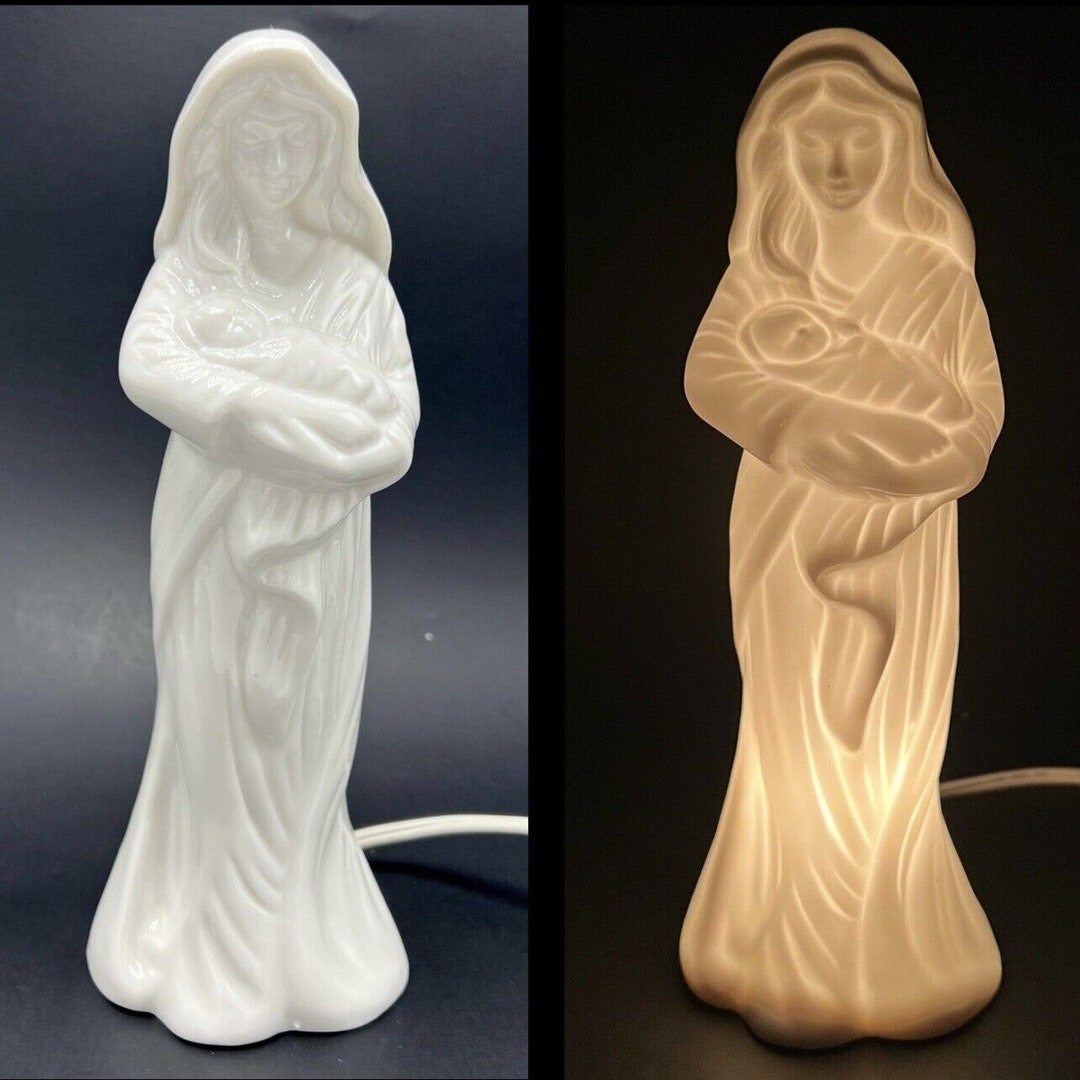 Vintage House of Lloyd Virgin Mary Baby Jesus Night Light Lamp Madonna ...
