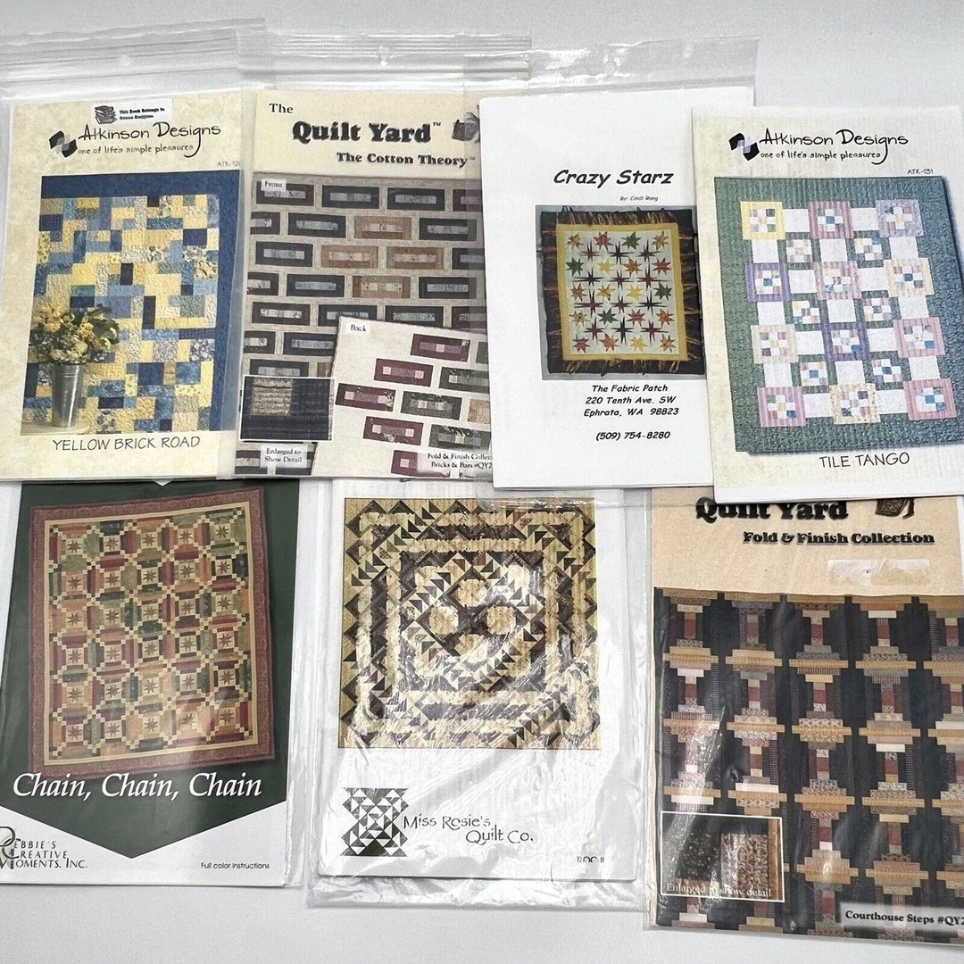 Lot of 7 Quilt Patterns Brick Road Tile Tango Chain Stars Cotton Theory ...
