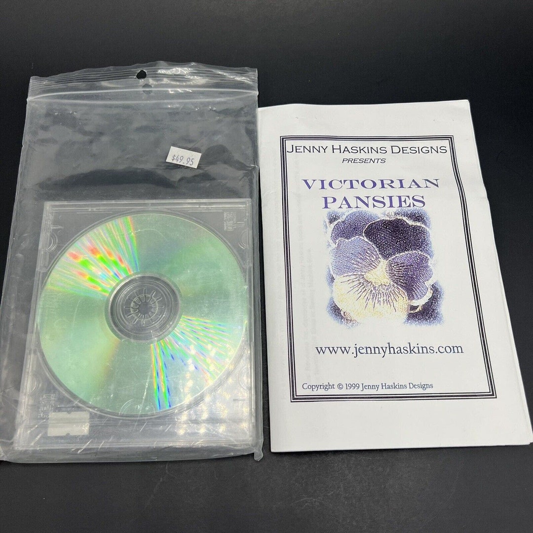 Jenny Haskins Machine Embroidery Design Files CD Victorian Pansies ...