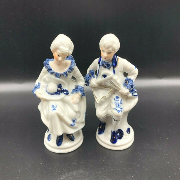 Blue and White Dresden Figurines - Etsy