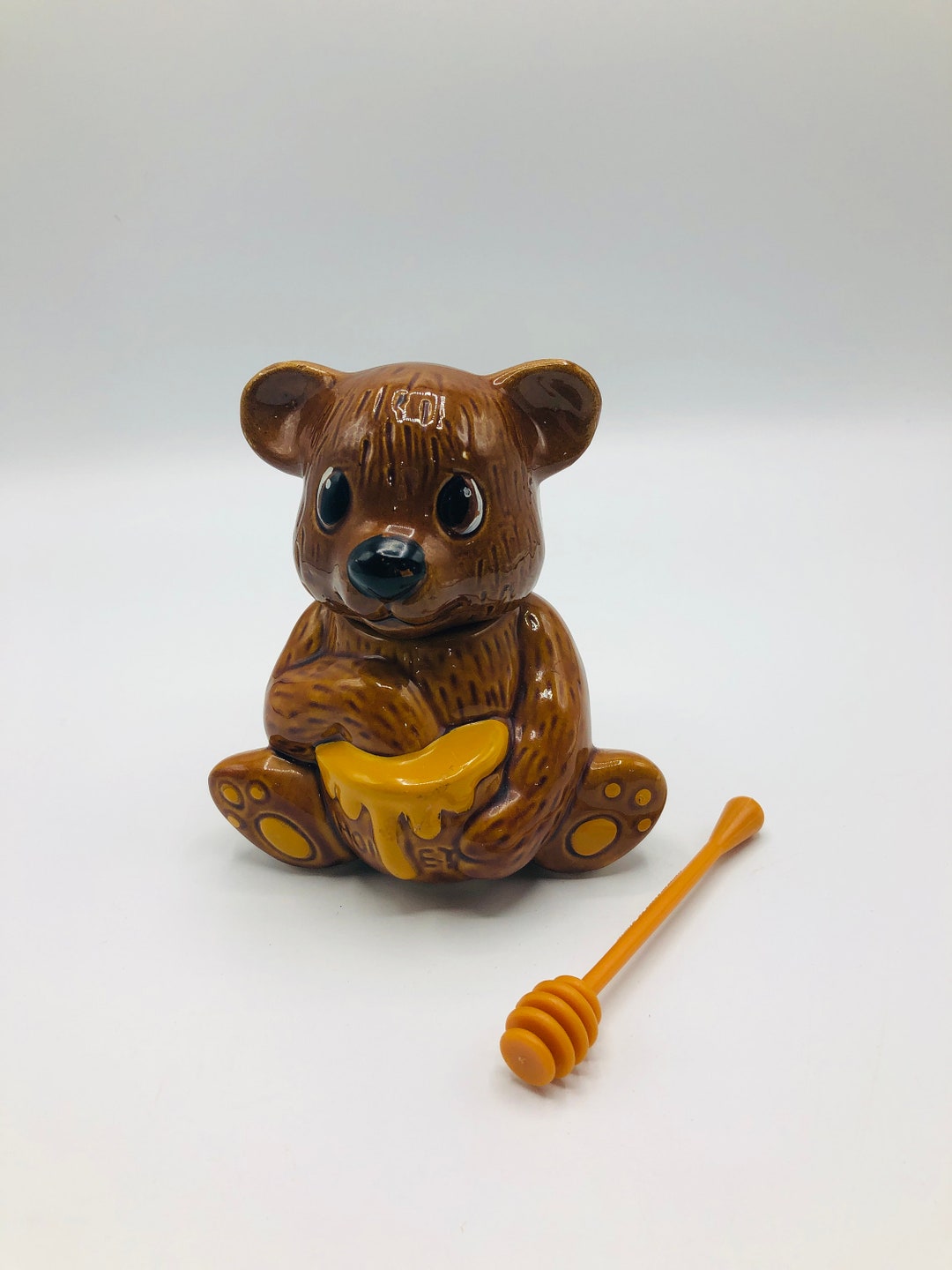 Ceramic Taiwan Teddy Bear Honey Bear Pot or Jam Jar With Lid and Dipper ...