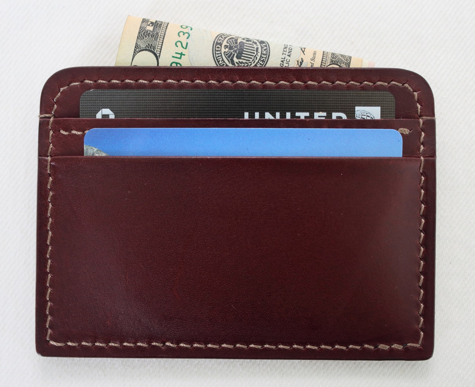 Handmade Multi Color Card Holder, Taupe and Bordeaux Color Card Slot ...