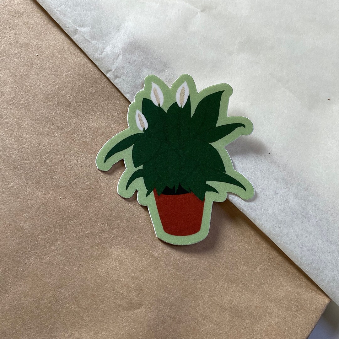 Peace Lily Vinyl Sticker, Potted Plant Die Cut Decal, Plant Lover ...