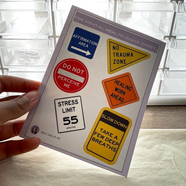 Mental Health Traffic Signs Sticker Sheet, Mental Health Vinyl Sticker ...