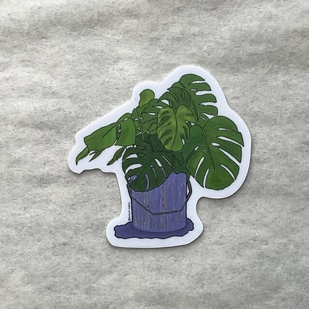 Monstera Potted Plant Sticker, Vinyl Houseplant Sticker, Aesthetic Die ...