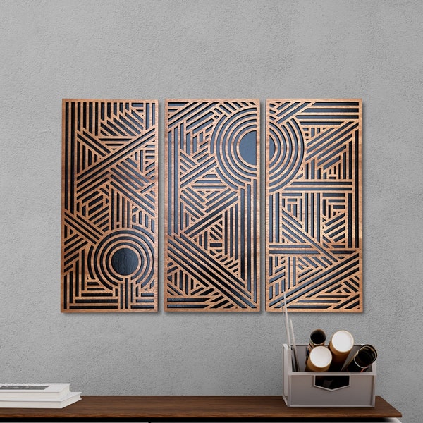 Geometric Wood Wall Art - Etsy