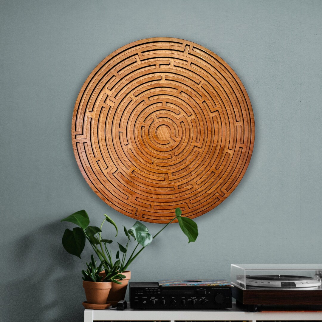 Circular Maze, Layered Labyrinth, Natural Wood Wall Art - Etsy