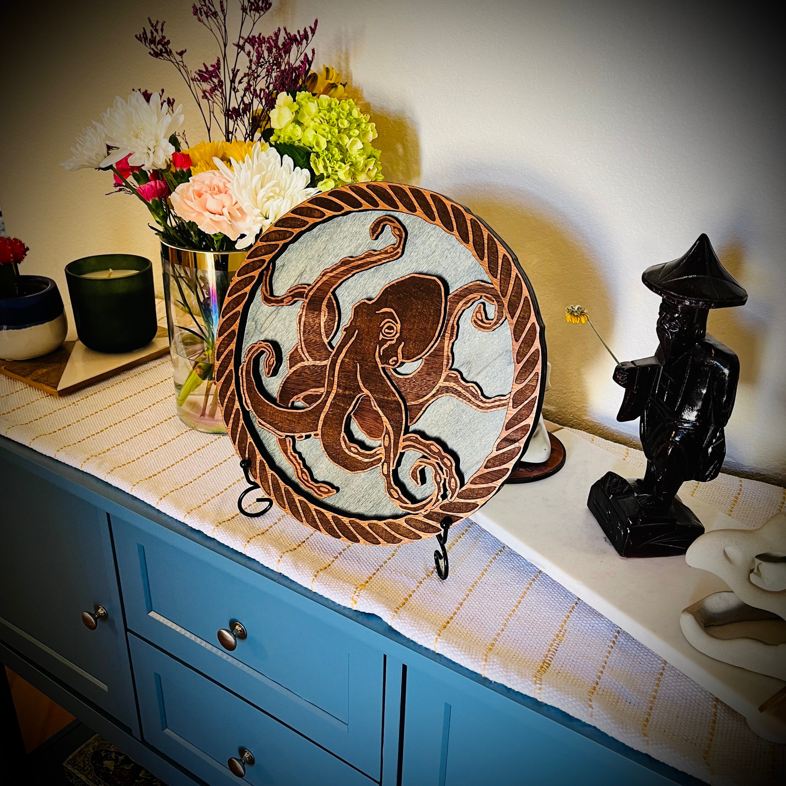Octopus Art 3d Laser Cut Beach House Decor Rustic Natural - Etsy