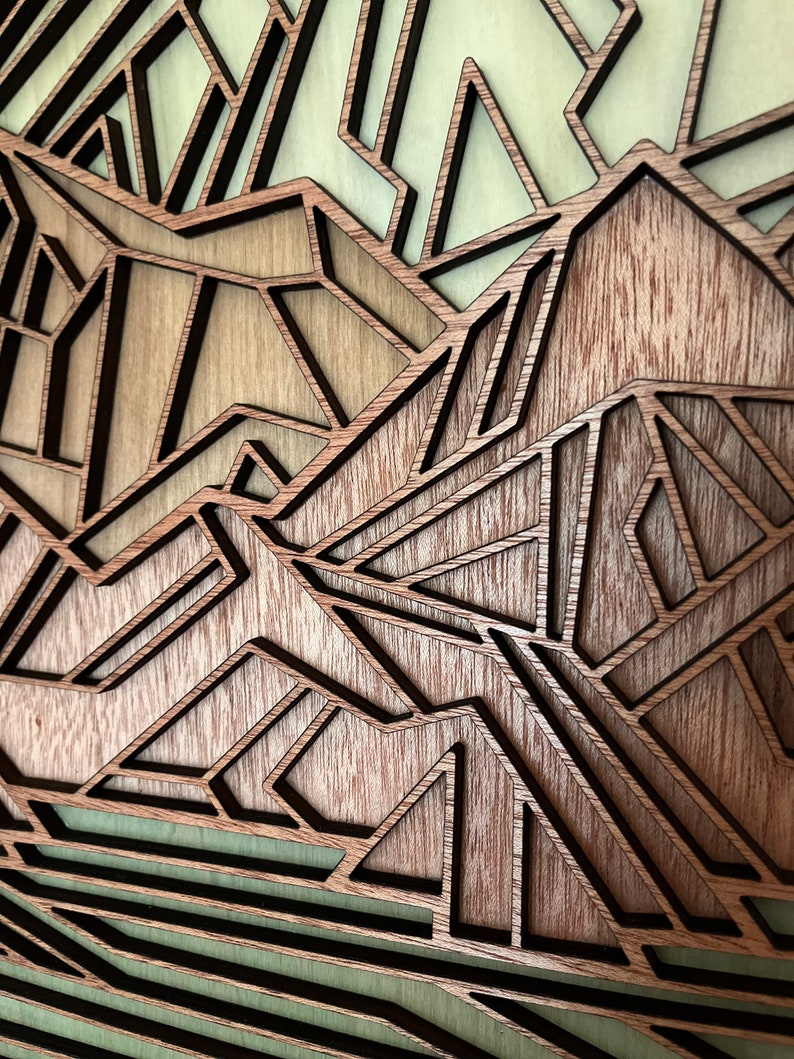 Geometric Mountain Triptych Three Panels Rustic Style Wall - Etsy