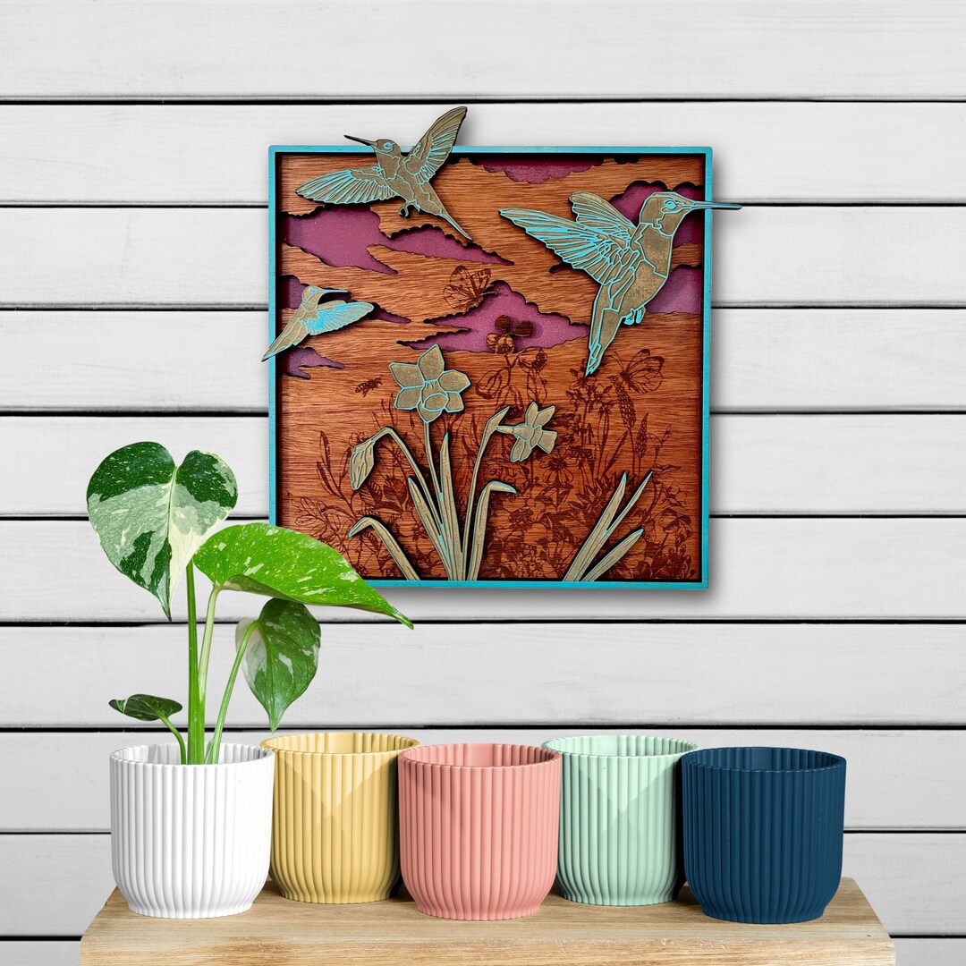 Hummingbird Wall Art Layered Wood Garden Decor Hummingbird - Etsy