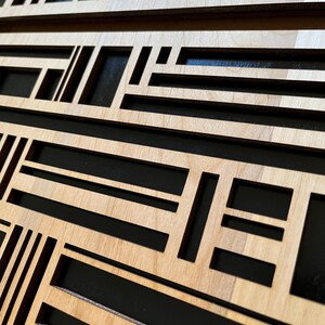 Geometric Wall Art, All Wood Art Deco Decor, Handmade Horizontal 4 ...