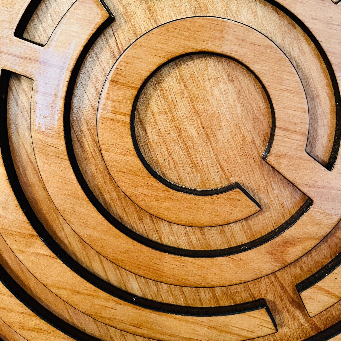 Circular Maze Layered Labyrinth Natural Wood Wall Art | Etsy