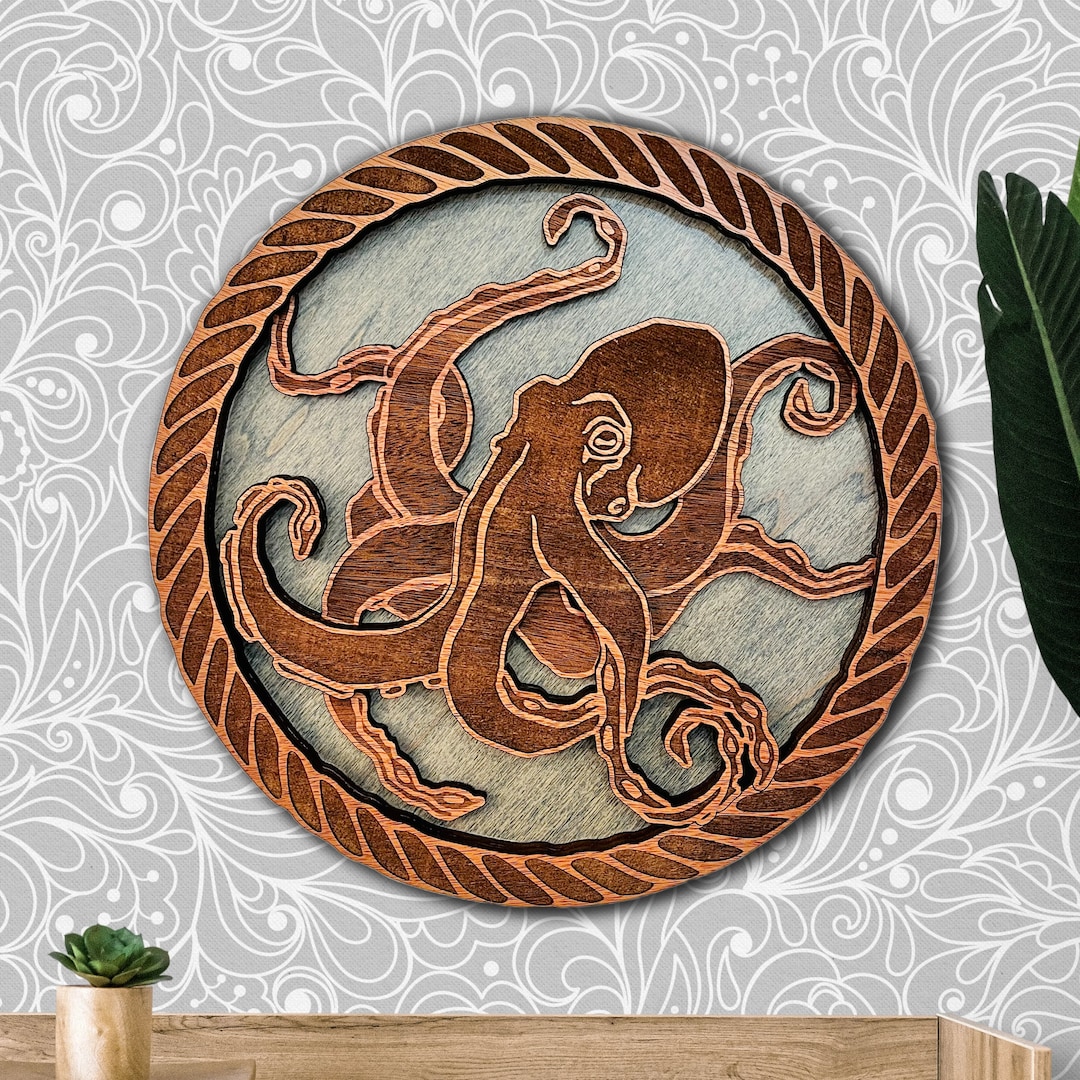 Octopus Art, 3d Laser Cut Beach House Decor, Ocean Wall Art - Etsy