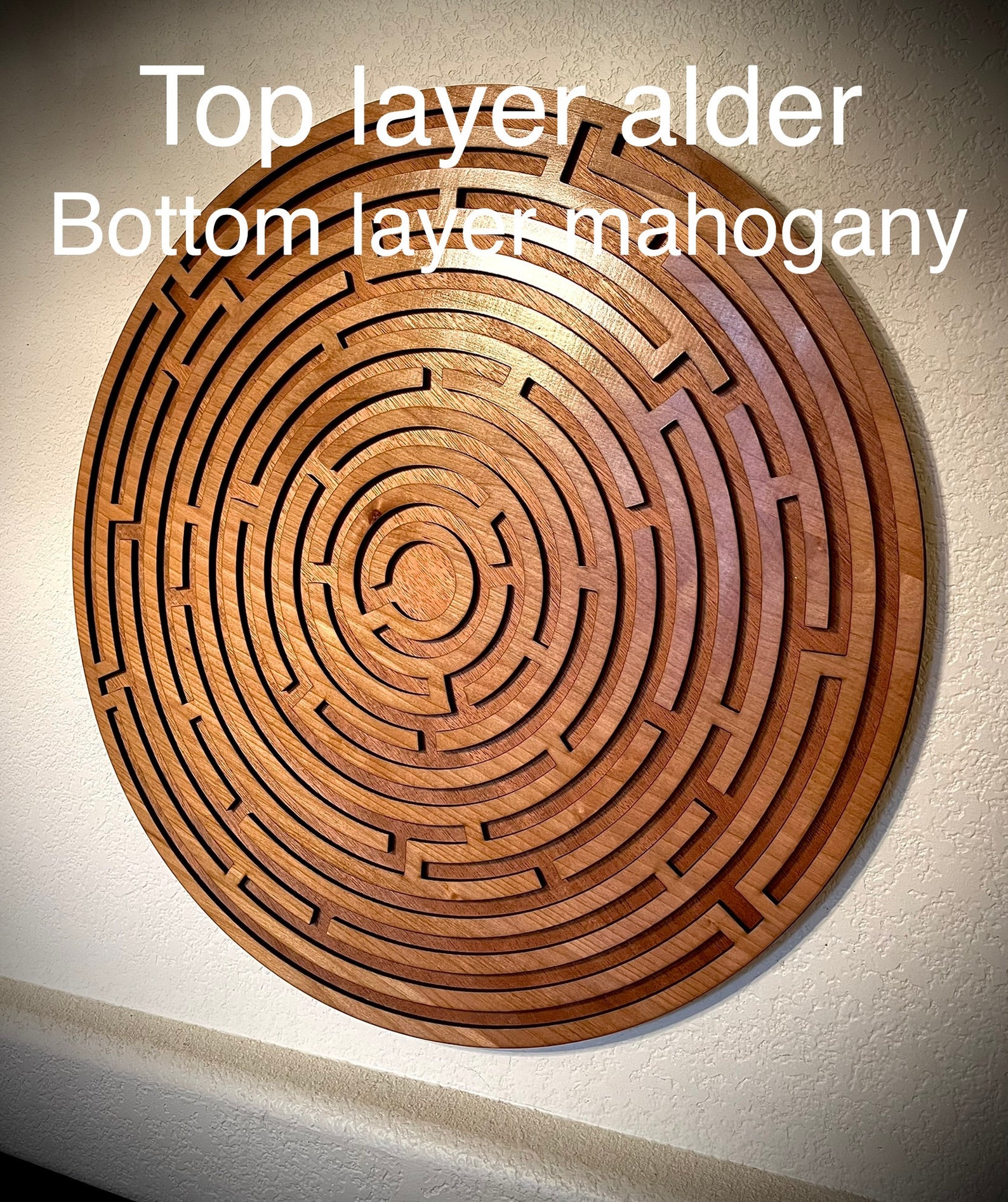 Circular Maze Layered Labyrinth Natural Wood Wall Art - Etsy