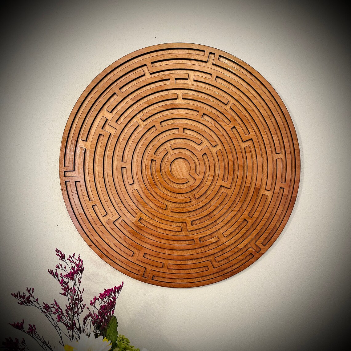 Circular Maze Layered Labyrinth Natural Wood Wall Art | Etsy