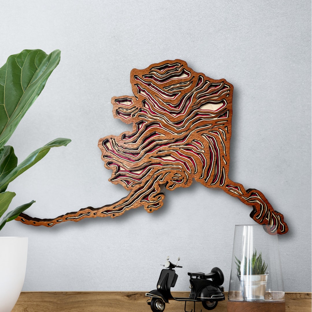 Alaska Wall Art, Wood Wall Decor, Unique Rustic Cabin Decor, Alaska ...