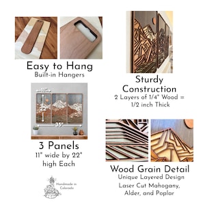 Geometric Mountain Triptych, Three Panels, Rustic Style Wall Art, Mountain Range, Lodge Decor - Etsy