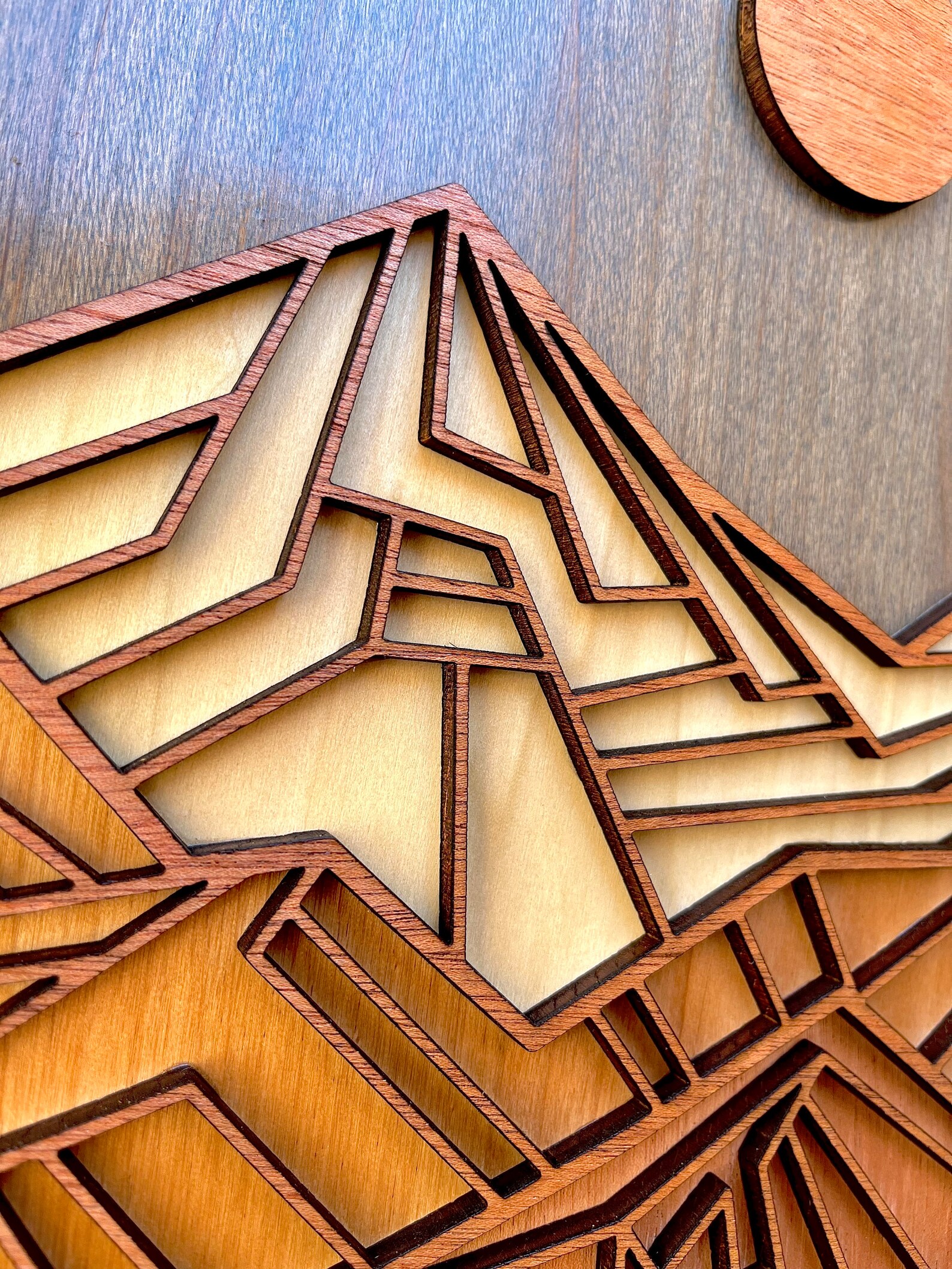 Geometric Mountain Triptych Three Panels Rustic Style Wall - Etsy