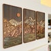 Geometric Mountain Triptych Three Panels Rustic Style Wall - Etsy
