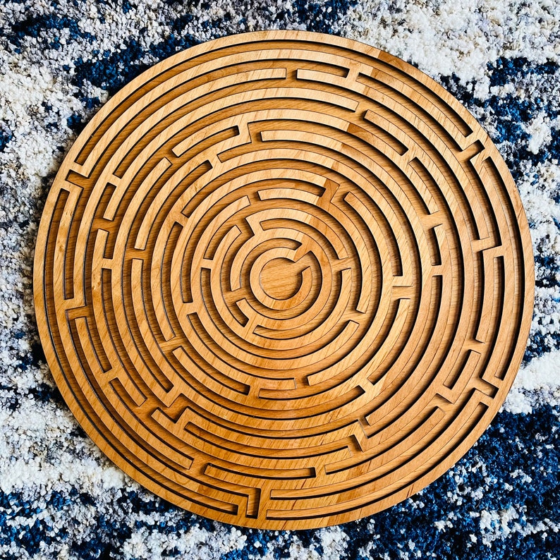 Circular Maze Layered Labyrinth Natural Wood Wall Art | Etsy