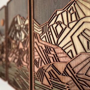 Geometric Mountain Triptych, Three Panels, Rustic Style Wall Art, Mountain Range, Lodge Decor - Etsy
