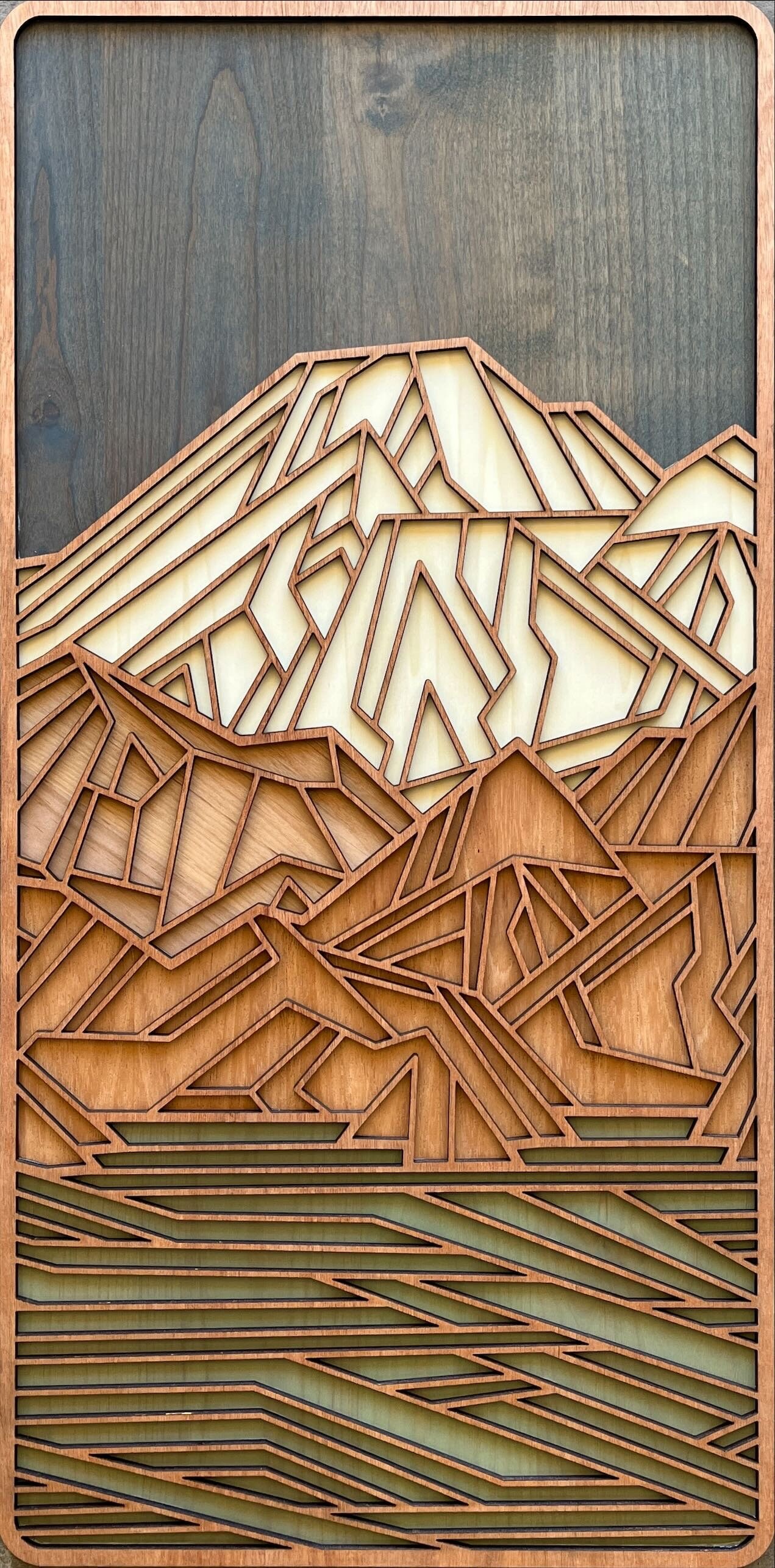 Large Geometric 2 Panel Mountain Scene Wood Wall Art Modern - Etsy