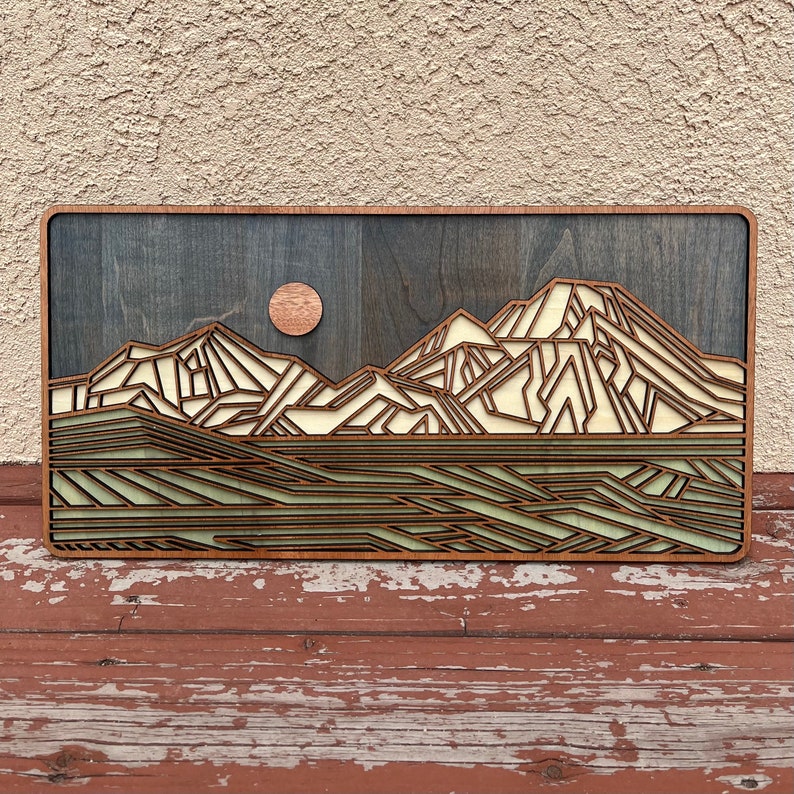 Geometric Mountain Landscape, 3d Laser Cut Wall Art, Modern Rustic ...