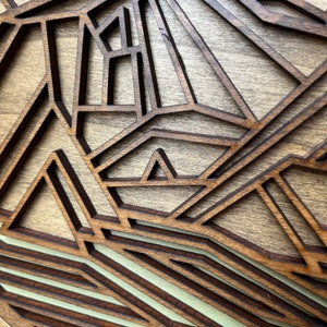 Geometric Mountain Art, Wood Wall Art, Rustic Style Decor, Mountain ...
