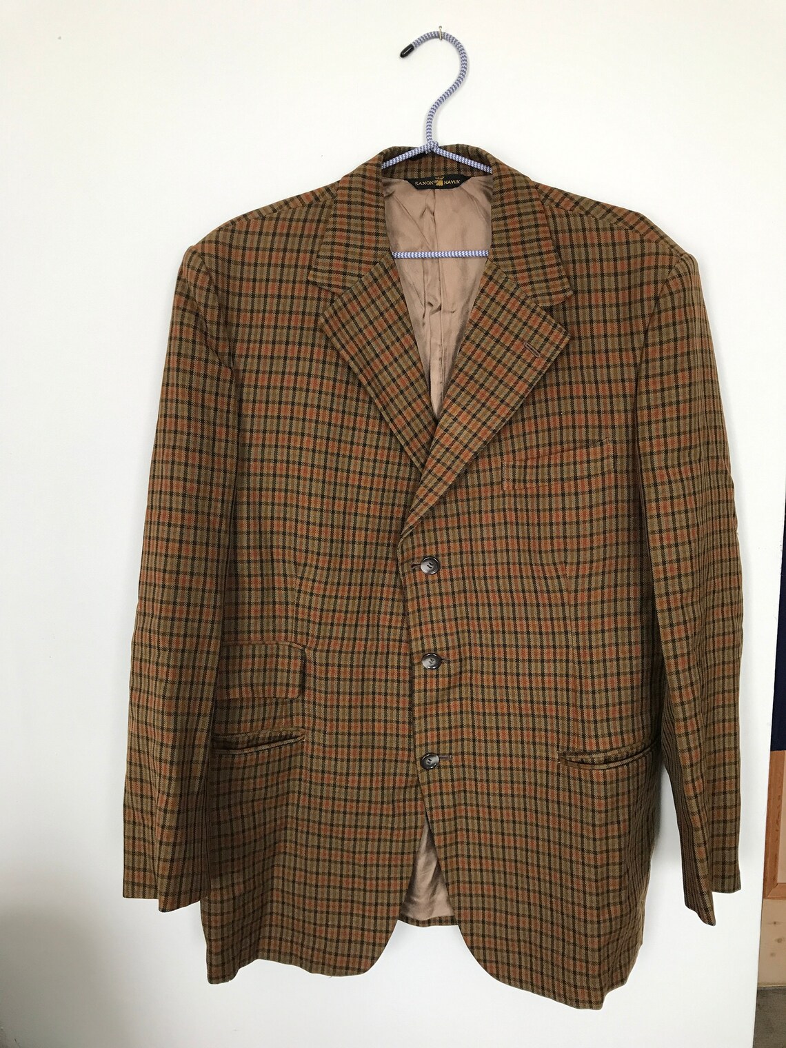 Vintage Checkered Tweed Jacket - Saxon Hawk of Saville Row - Etsy