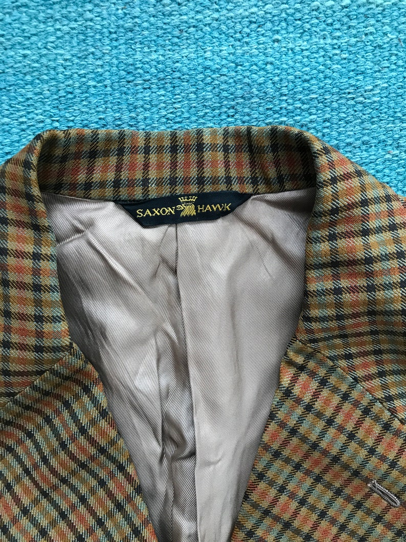 Vintage Checkered Tweed Jacket - Saxon Hawk of Saville Row - Etsy