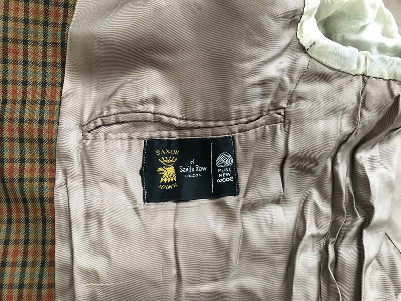 Vintage Checkered Tweed Jacket - Saxon Hawk of Saville Row - Etsy