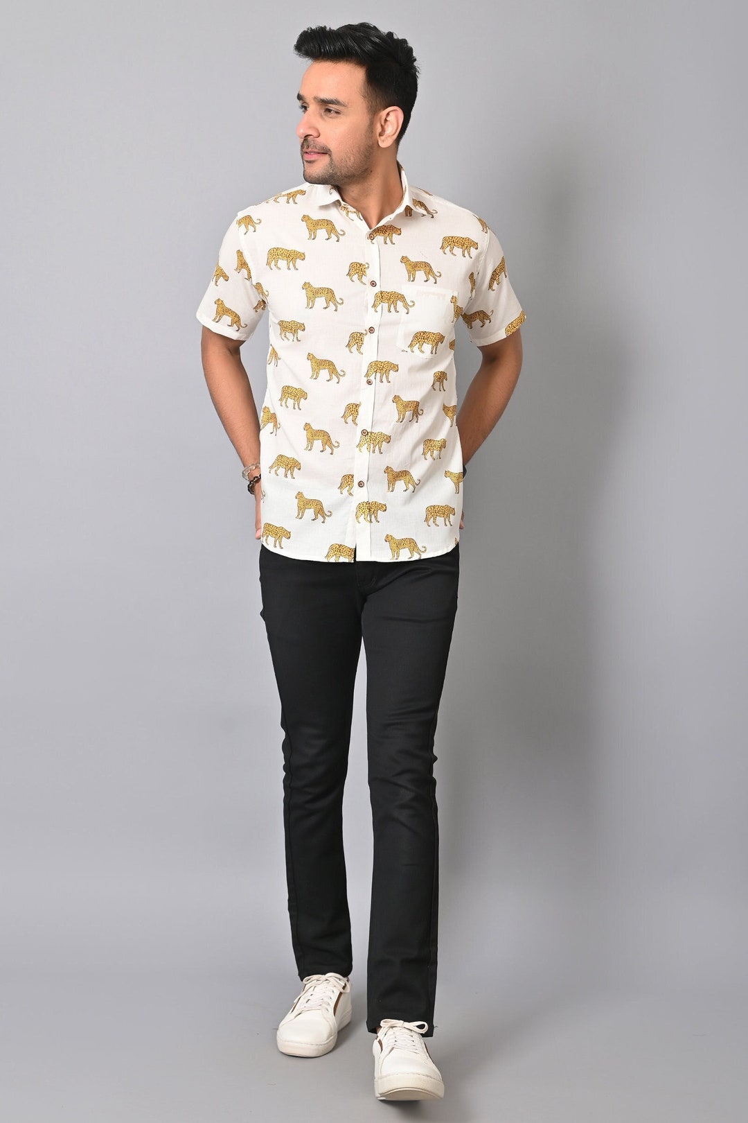 Sassy Cheetah Hand Block Printed Shirt Fun and Fashionable - Etsy