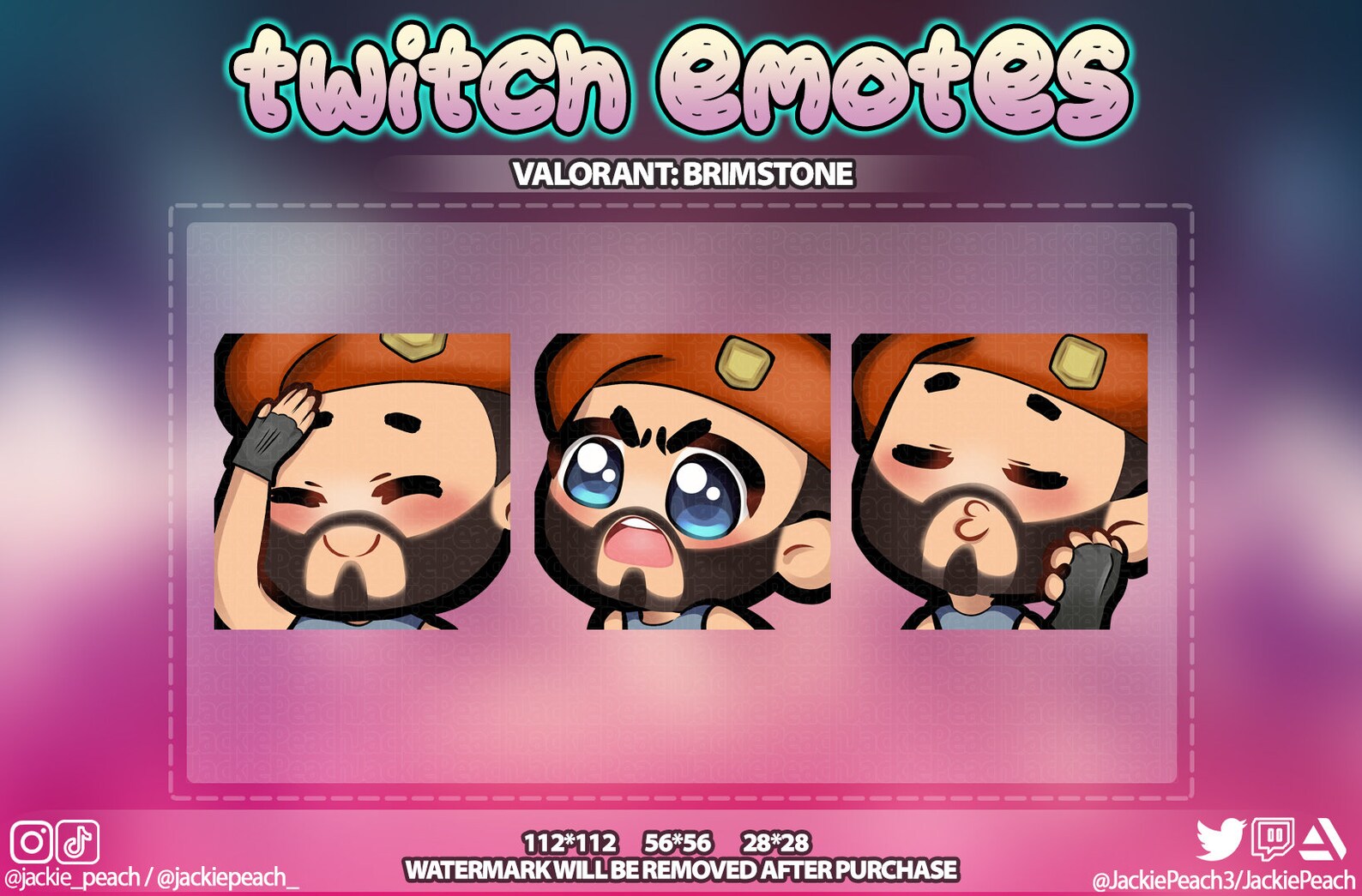 VALORANT Emotes BRIMSTONE PACK for Twitch / Discord / Youtube | Etsy Canada