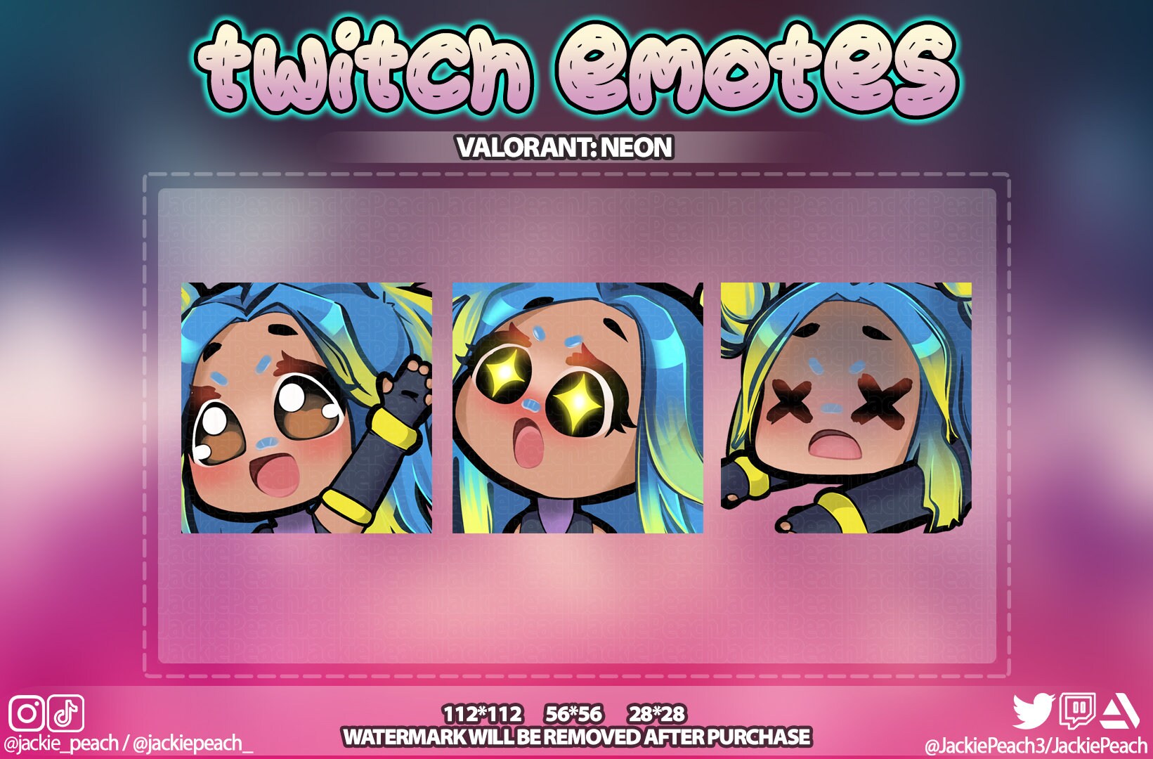 Neon Valorant Emotes Twitch/Discord/YouTube // Chibi // Emotes Pack ...