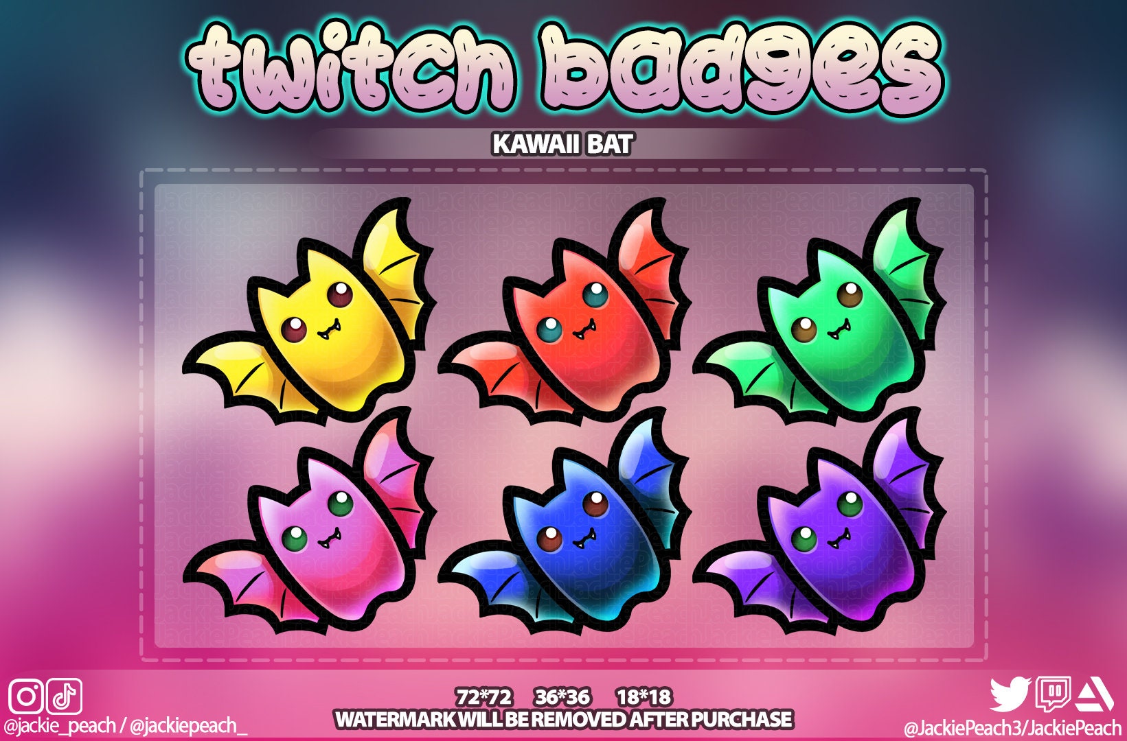 Bat Badges // Kawaii Badges Twitch // Halloween // Discord // - Etsy