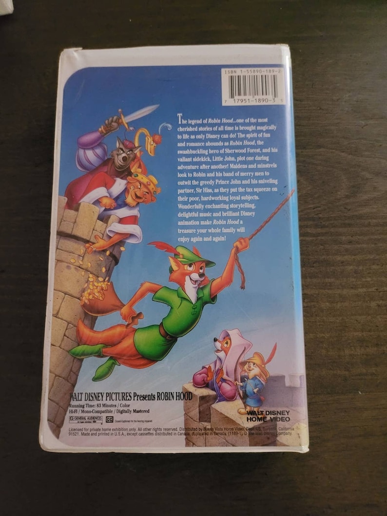 Vintage Robin Hood Disney VHS, Classic Animation, Retro Movie ...