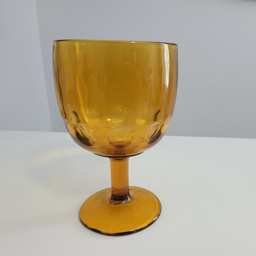 Thick Amber Glass, Large Goblet, Set of Four - Etsy