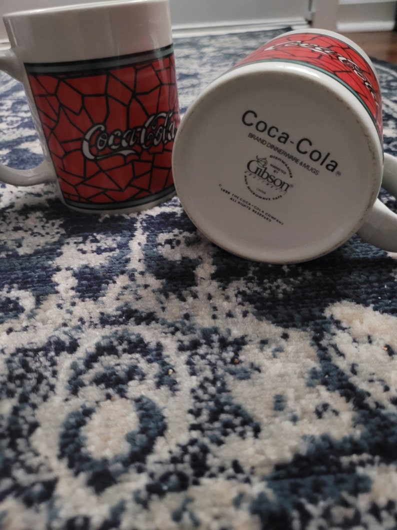 Set of Vintage Coca Cola, Stained Glass Design, Coffee Mugs - Etsy