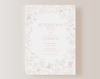 Pink Toile Invitation - Etsy UK