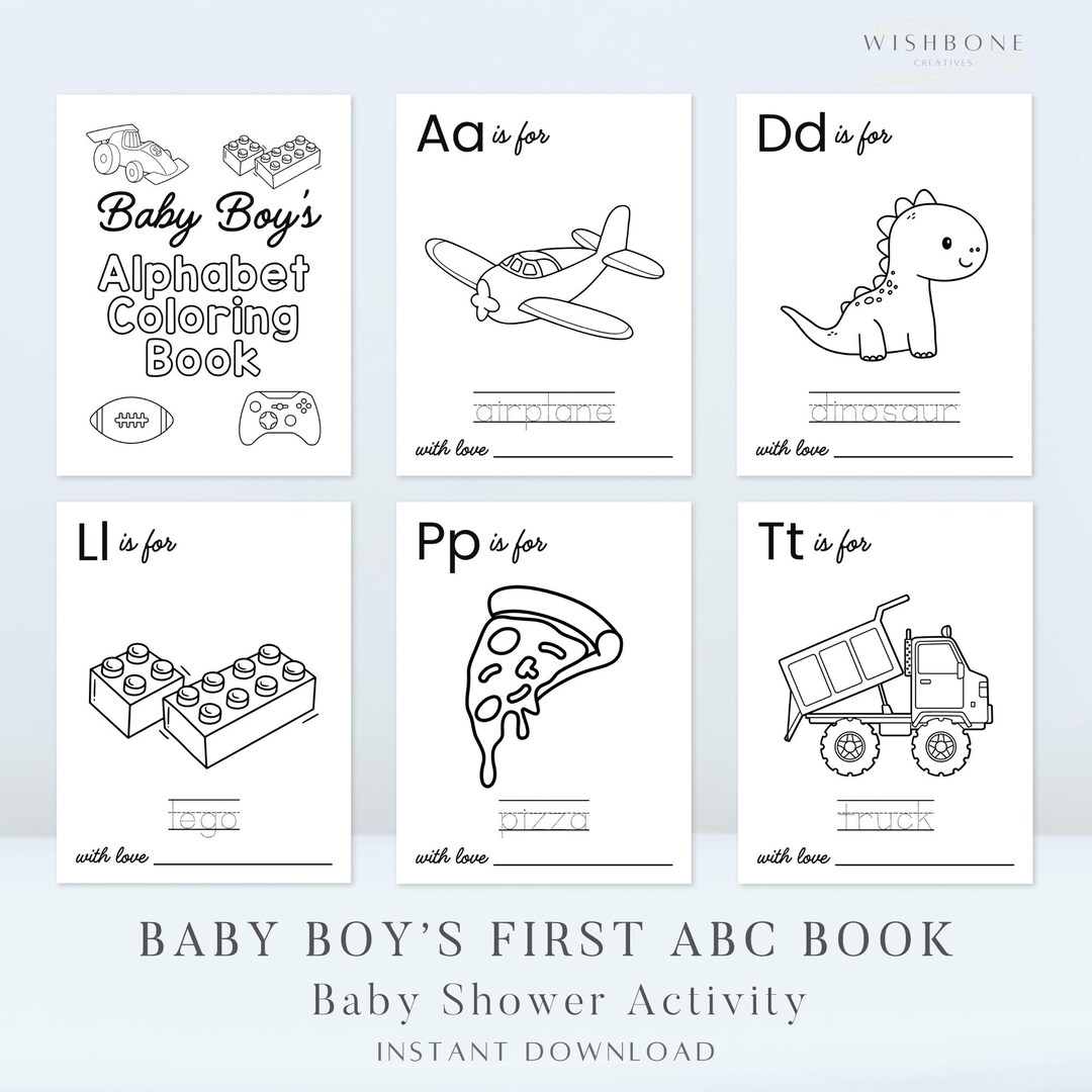 Baby Boy Alphabet Coloring Book 8.5"x11" - Etsy