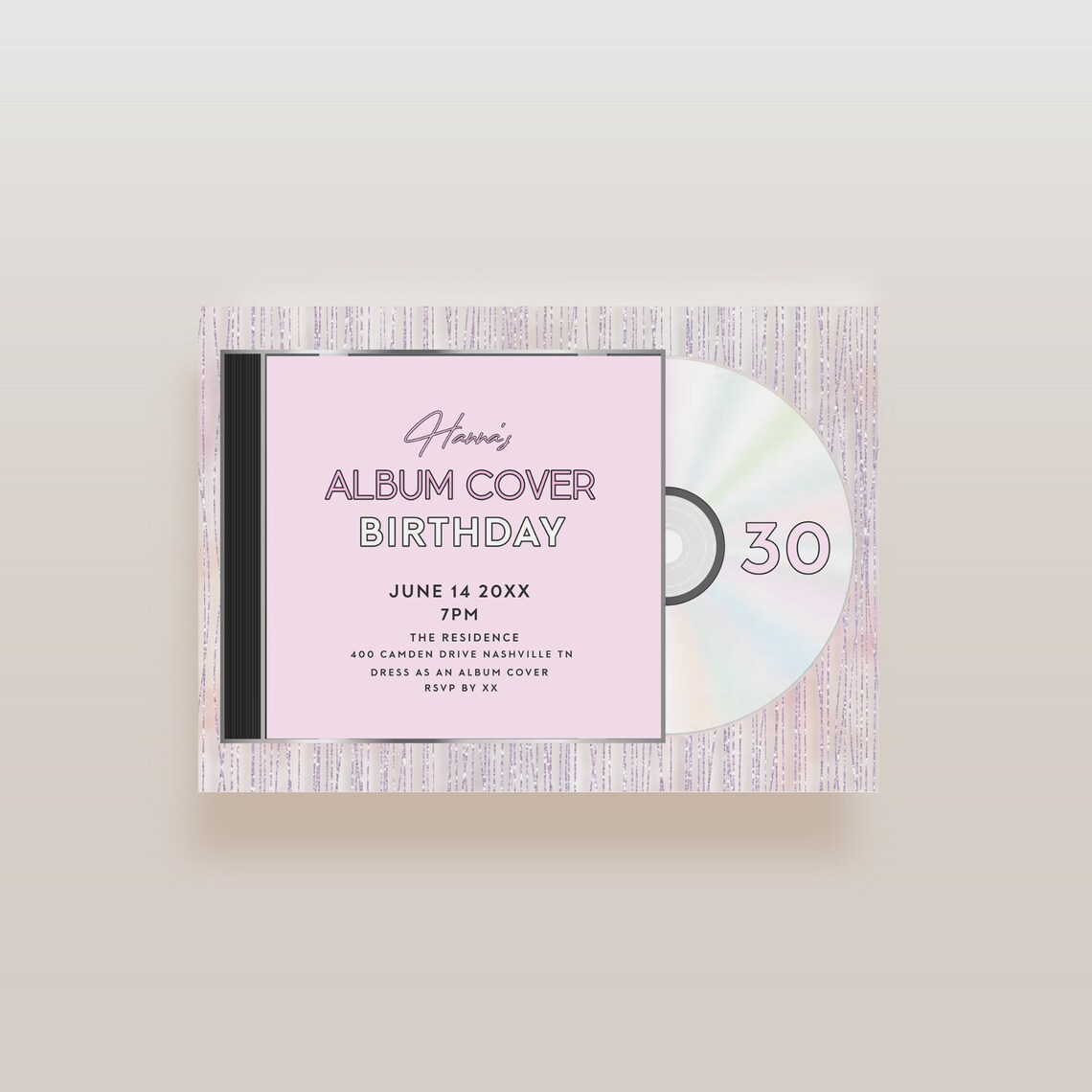 Dress as an Album Cover Party CD Invite E-vite 5"x7" - Etsy