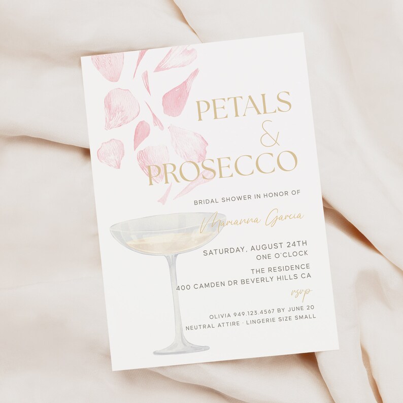 Petals & Prosecco Bridal Baby Wedding Shower Birthday Invite - Etsy