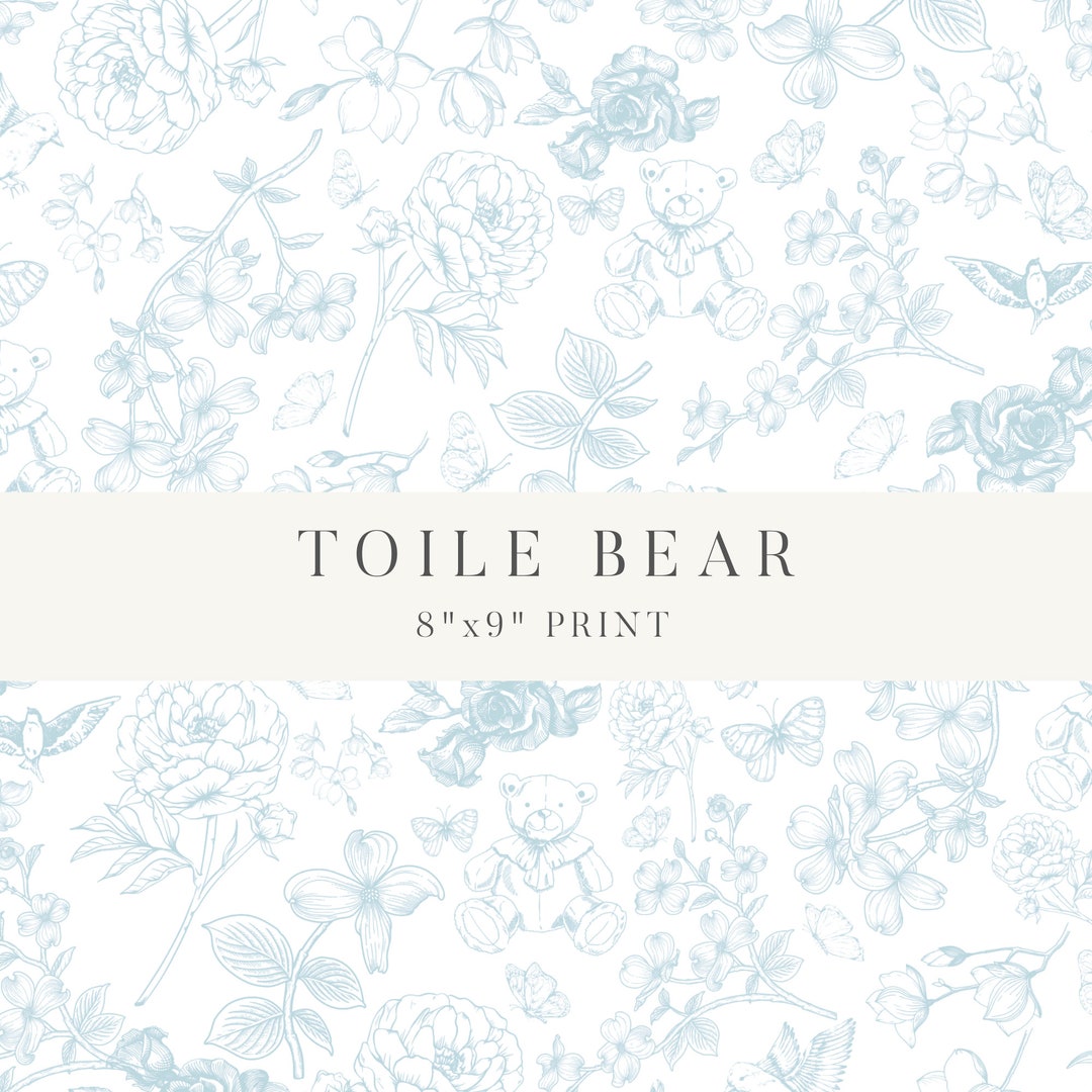 Toile Bear Print 20x22 - Etsy