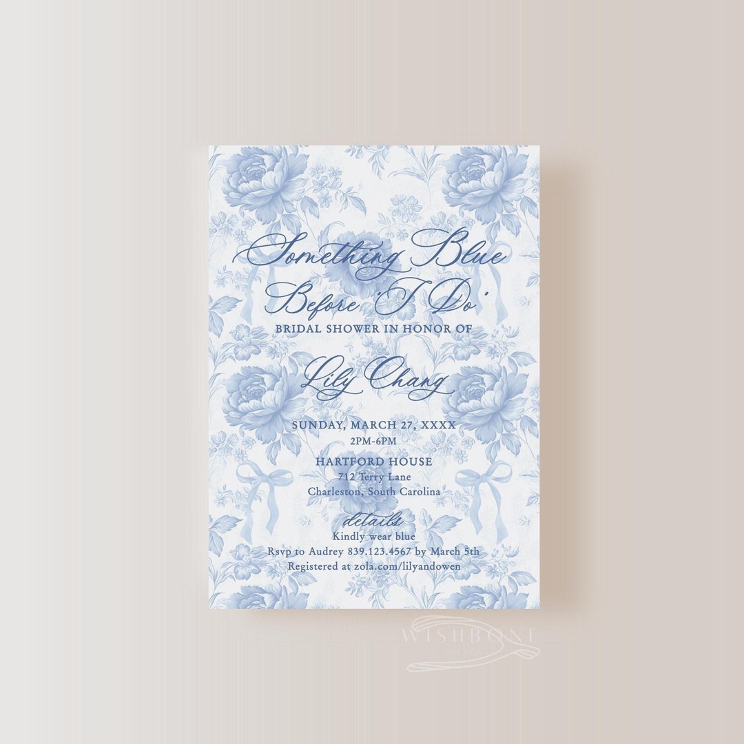 Bow Chinoiserie Toile Bridal Baby Shower Brunch Invite E-vite Love ...