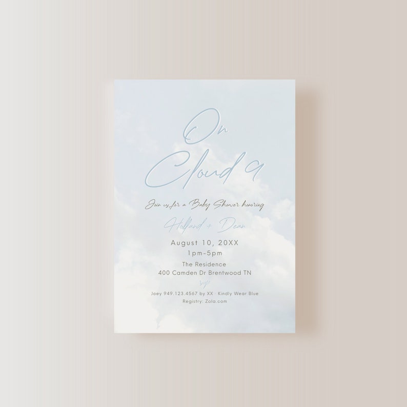 On Cloud 9 Baby Shower Sprinkle Invite E-vite 5x7 - Etsy